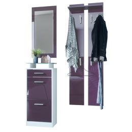 Vladon GARDEROBE Loret Front in Brombeer Hochglanz