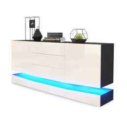 Vladon SIDEBOARD City Fronten in Creme Hochglanz