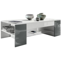 Vladon COUCHTISCH Clip Blenden in Grau Hochglanz