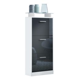 Vladon SCHUHSCHRANK Lavia Front in Schwarz Hochglanz