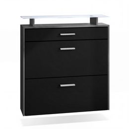 Vladon SCHUHSCHRANK Malea Fronten in Schwarz matt
