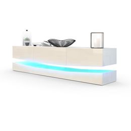 Vladon LOWBOARD City Fronten in Creme Hochglanz