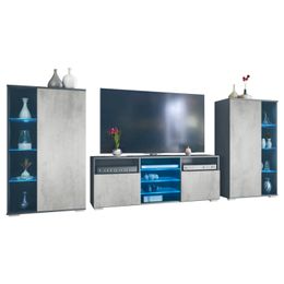 Vladon WOHNWAND Davos Beton Oxid Optik