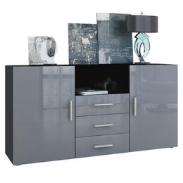 Vladon SIDEBOARD Skadu Front in Grau Hochglanz