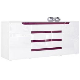 Vladon SIDEBOARD Sintra Wei&szlig; Hochglanz / Brombeer Hochglanz