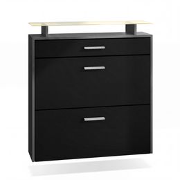 Vladon SCHUHSCHRANK Malea Fronten in Schwarz matt