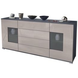 Vladon SIDEBOARD Gr&ouml;mitz Sandgrau Hochglanz