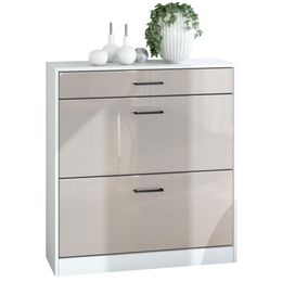 Vladon SCHUHSCHRANK Elvas Front in Sandgrau Hochglanz