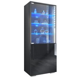 Vladon VITRINE Granada Schwarz Hochglanz