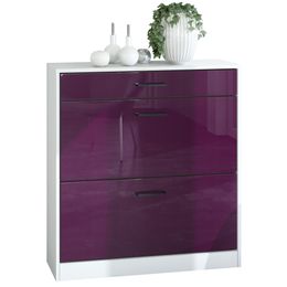 Vladon SCHUHSCHRANK Elvas Front in Brombeer Hochglanz