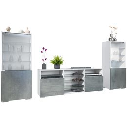Vladon WOHNWAND Granada Beton Dunkel Optik