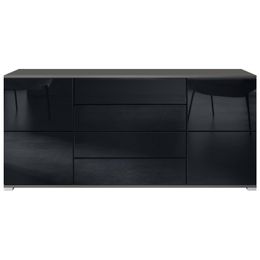 Vladon SIDEBOARD Rova Schwarz Hochglanz