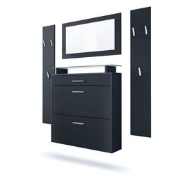Vladon GARDEROBE Malea Fronten in Schwarz matt