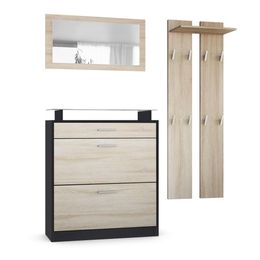 Vladon GARDEROBE Loret Front in Eiche s&auml;gerau