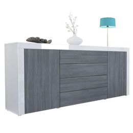 Vladon SIDEBOARD La Paz Avola-Anthrazit / Wei&szlig; Hochglanz
