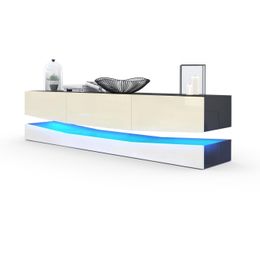 Vladon LOWBOARD City Fronten in Creme Hochglanz