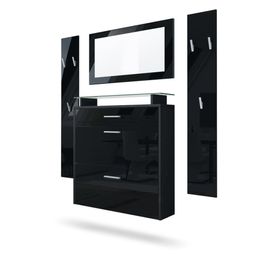 Vladon GARDEROBE Malea Front in Schwarz Hochglanz
