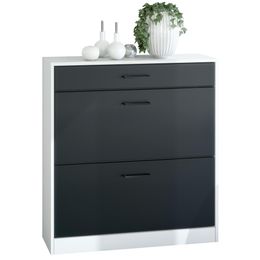 Vladon SCHUHSCHRANK Elvas Front in Schwarz matt