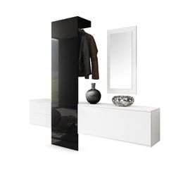 Vladon GARDEROBE Carlton Paneel in Schwarz Hochglanz