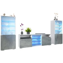 Vladon WOHNWAND Granada Beton Dunkel Optik