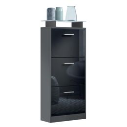 Vladon SCHUHSCHRANK Lavia Front in Schwarz Hochglanz