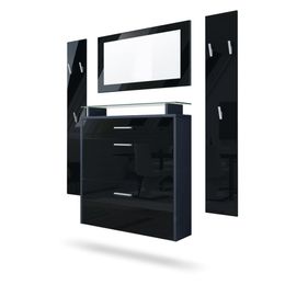 Vladon GARDEROBE Malea Fronten in Schwarz Hochglanz