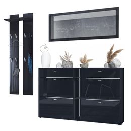 Vladon GARDEROBE Orlando Schwarz Hochglanz