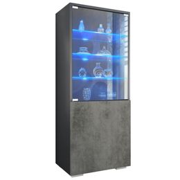 Vladon VITRINE Granada Beton Dunkel Optik