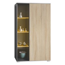 Vladon VITRINE Davos Eiche s&auml;gerau