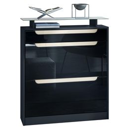 Vladon SCHUHSCHRANK Fiesta Schwarz Hochglanz / Creme Hochglanz