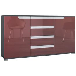 Vladon SIDEBOARD Sylt Bordeaux Hochglanz / Wei&szlig; Hochglanz