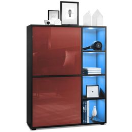 Vladon HIGHBOARD Cuba T&uuml;ren in Bordeaux Hochglanz