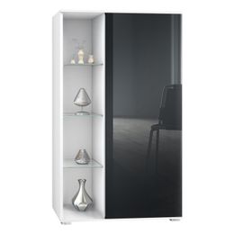 Vladon VITRINE Davos Schwarz Hochglanz
