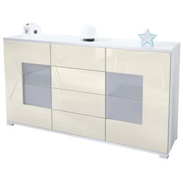 Vladon SIDEBOARD Gr&ouml;mitz Creme Hochglanz