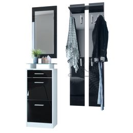 Vladon GARDEROBE Loret Front in Schwarz Hochglanz