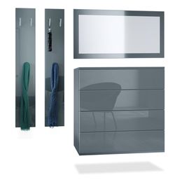 Vladon GARDEROBE Horizon Grau Hochglanz
