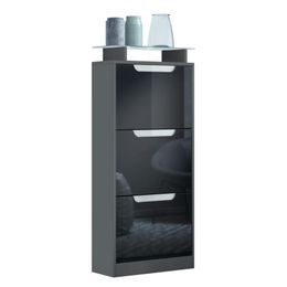 Vladon SCHUHSCHRANK Space Schwarz Hochglanz