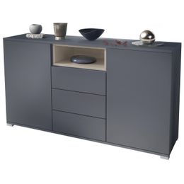 Vladon SIDEBOARD Skadu Sandgrau Hochglanz