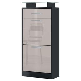 Vladon SCHUHSCHRANK Loret Front in Sandgrau Hochglanz