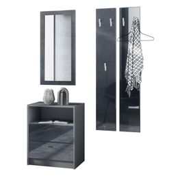 Vladon GARDEROBE Pino Schwarz Hochglanz
