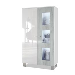 Vladon VITRINE Denjo T&uuml;r in Beton Oxid Optik