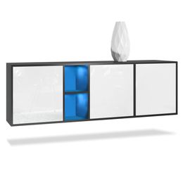 Vladon SIDEBOARD Cuba T&uuml;ren in Wei&szlig; Hochglanz