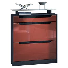 Vladon SCHUHSCHRANK Fiesta Bordeaux Hochglanz / Schwarz Hochglanz