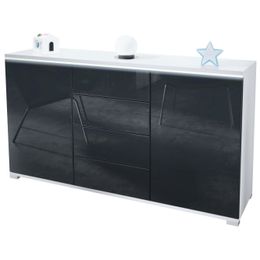 Vladon SIDEBOARD Faro Schwarz Hochglanz