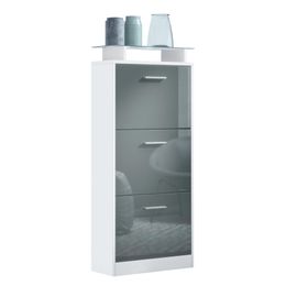 Vladon SCHUHSCHRANK Lavia Front in Grau Hochglanz