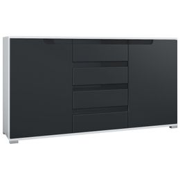 Vladon SIDEBOARD Sylt Schwarz matt / Schwarz Hochglanz