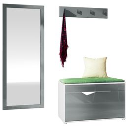 Vladon GARDEROBE Hanko Grau Hochglanz