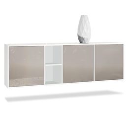 Vladon SIDEBOARD Cuba T&uuml;ren in Sandgrau Hochglanz
