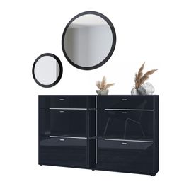 Vladon GARDEROBE Florence Schwarz Hochglanz