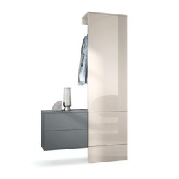 Vladon GARDEROBE Carlton Paneel in Sandgrau Hochglanz